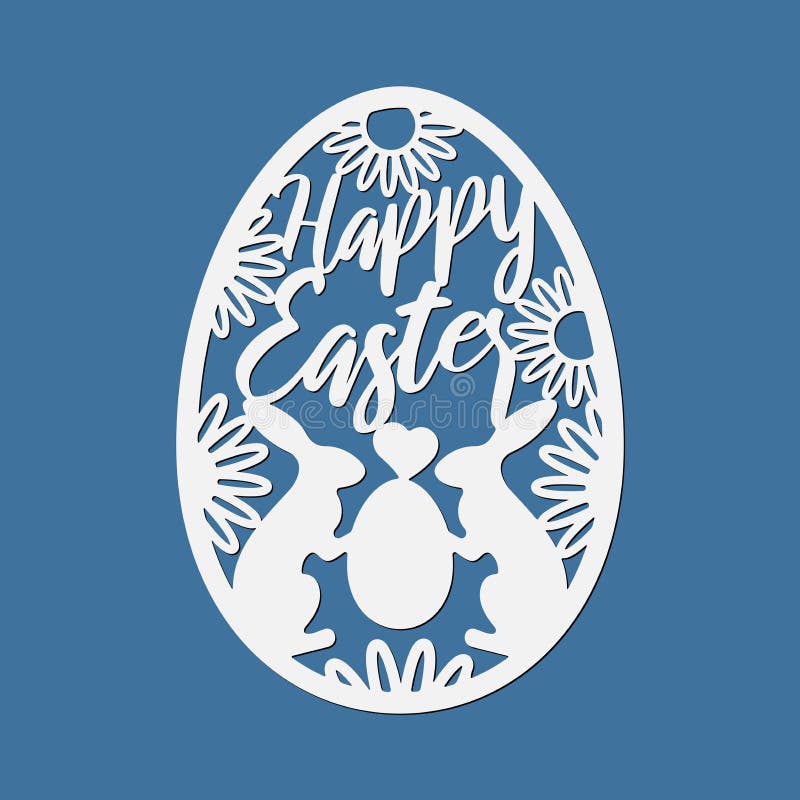 Easter Egg Happy Easter, Template for Laser Cutting Plotter. Easter Decoration in the Shape of ...