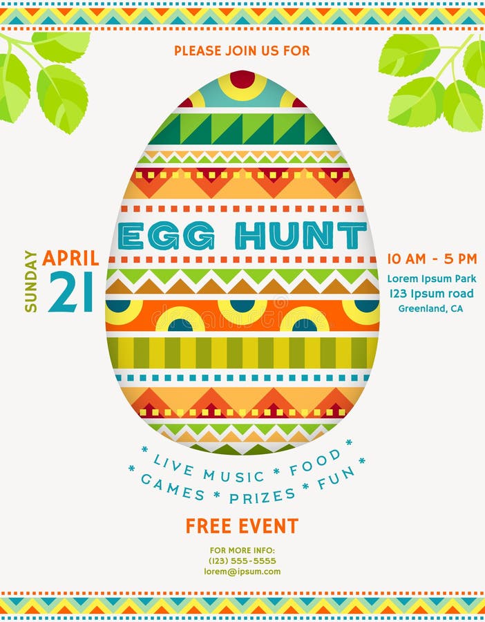 Easter Egg Hunt Announcing Poster Template. Stock Vector - Illustration ...