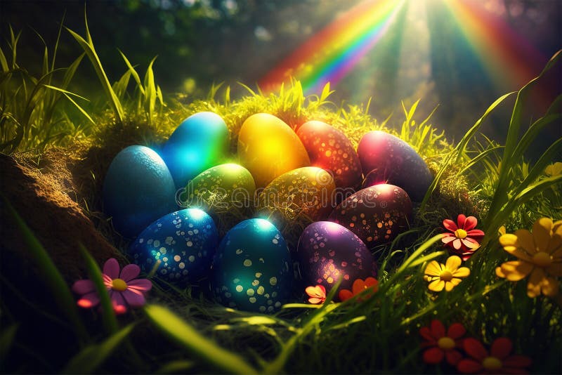 Easter Egg Hunt Background. Easter Spring Background with Colourful ...