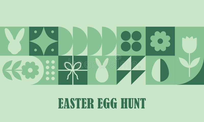 Easter Egg Hunt Banner. Neo Geometric Pattern Stock Vector ...