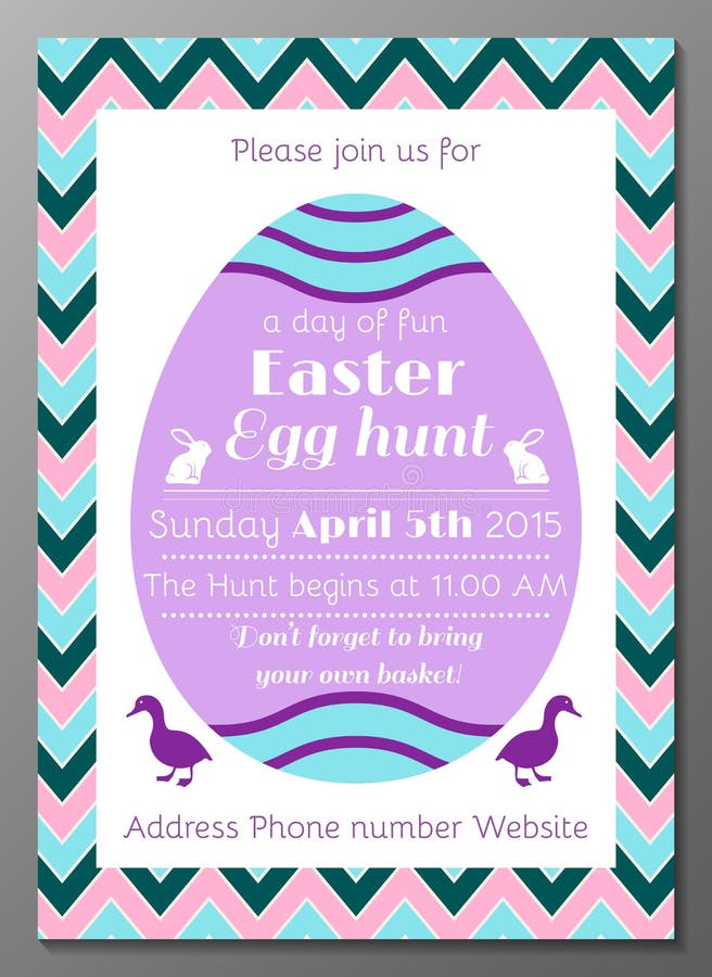 Easter Egg Hunt Invitation Card Stock Vector - Illustration of bunny ...