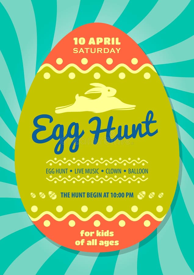 Easter Egg Hunt Poster Design Template. Vector Illustration Stock ...