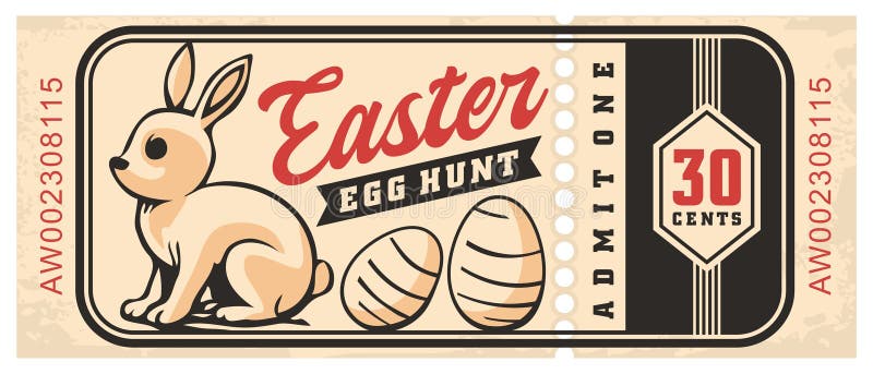 Easter Egg Hunt Retro Ticket Stock Vector - Illustration of hunt ...