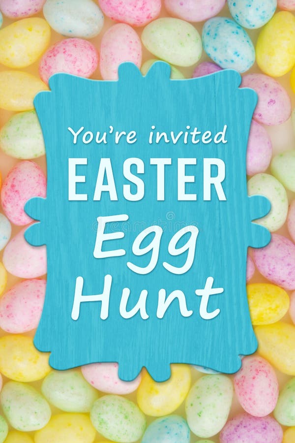 Easter Egg Hunt Sign with Candy Eggs Stock Photo - Image of sign, pale ...