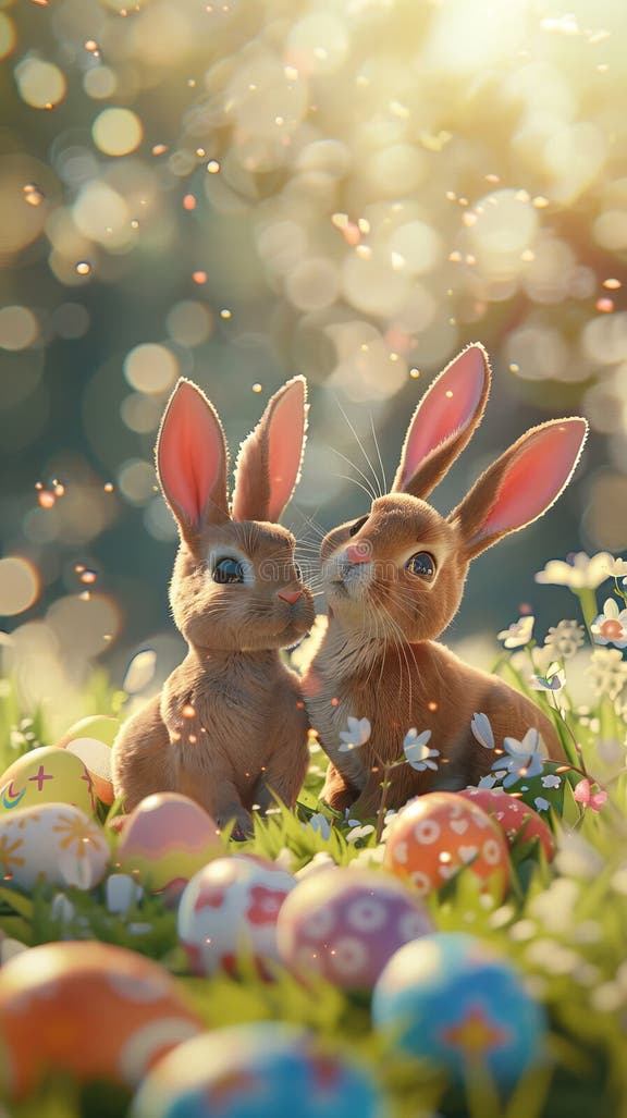 Easter Egg Hunts and Bunny-themed Backgrounds Stock Illustration ...