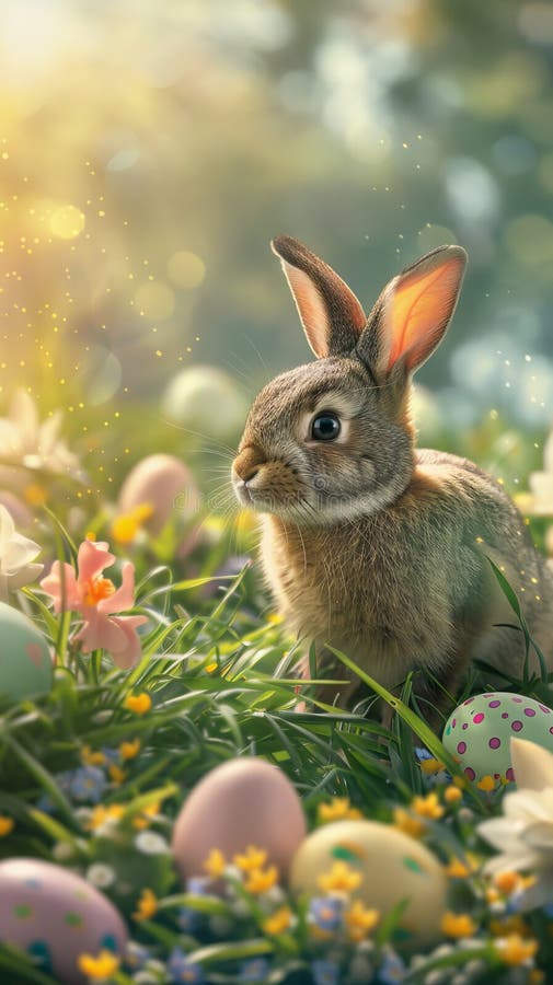 Easter Egg Hunts and Bunny-themed Backgrounds Stock Illustration ...