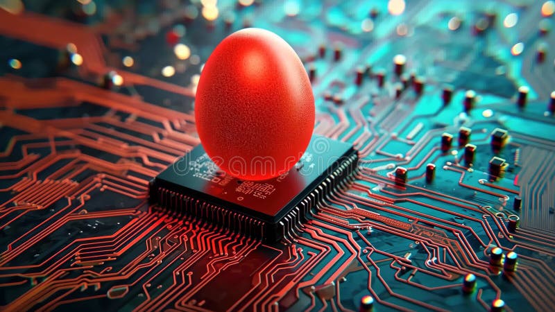 Hi-tech Easter Egg on a Circuit Board, Merging Tradition with Modernity ...