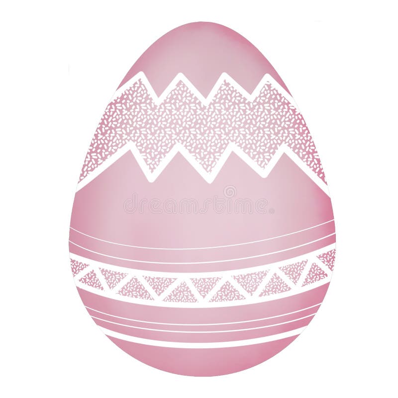 Hand Drawn Illustration with Watercolor Vintage Pink Easter Egg. Stock ...