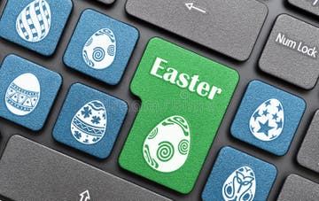 Easter egg key on keyboard stock photo. Image of internet - 51127206