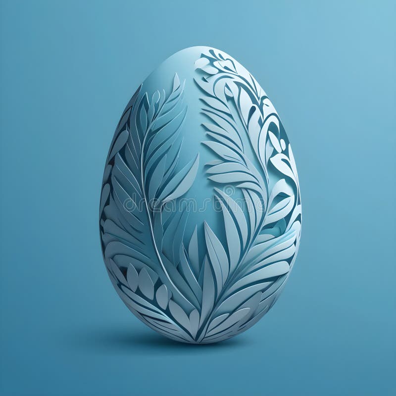 An Easter Egg with a Leaf Pattern on it Stock Illustration - Illustration of paint, blue: 308911278