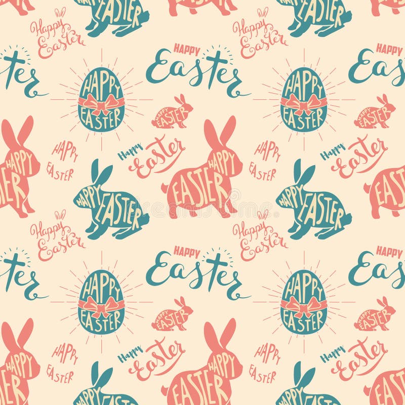 Easter Egg with Lettering Seamless Pattern Stock Vector - Illustration ...