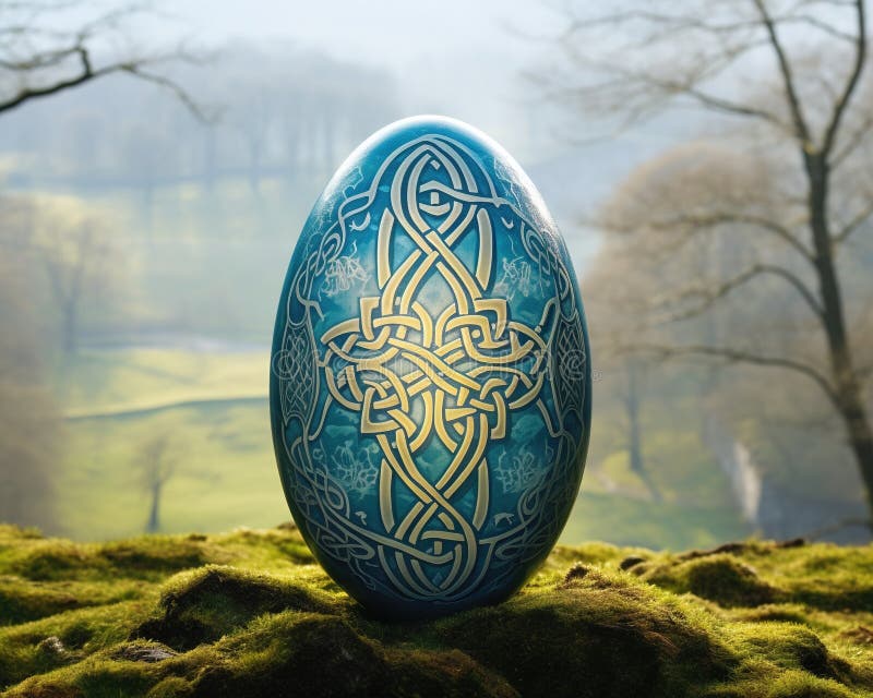 An Easter Egg with a Misty Woodland and an Abbey. Stock Illustration ...