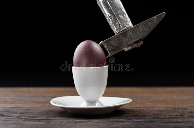 Easter Egg Open with a Hammer Stock Photo - Image of closeup, bright ...