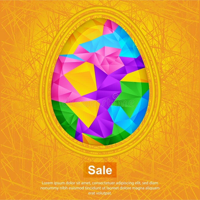 Easter Egg on Orange Background. Bright Abstract Triangle Surface of ...