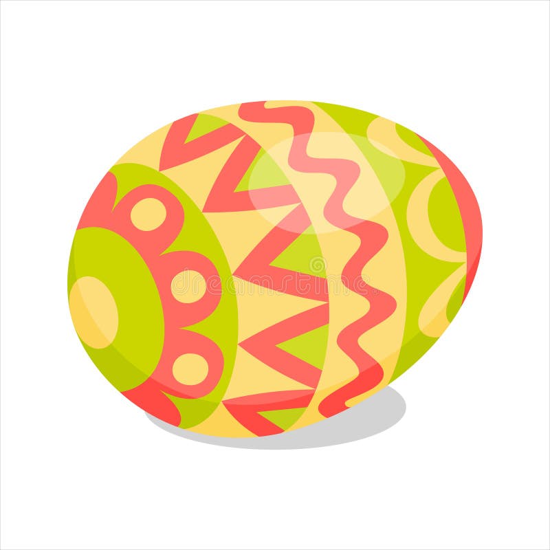 Easter Egg with Pattern. Cartoon Flat Style Vector Illustration Stock ...
