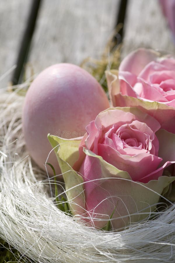 Easter Egg in Pink with Roses in Country Style Stock Image - Image of ...