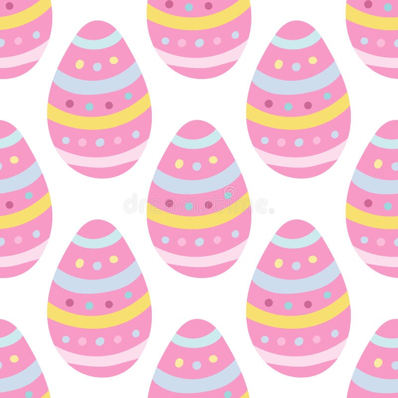 Easter Egg in Pink on a White Background. Vector Seamless Pattern in ...