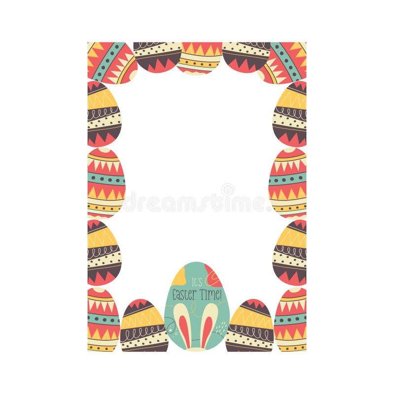Easter Egg Rectangle Frame Design. Easter Holiday Egg Hunt Border in ...