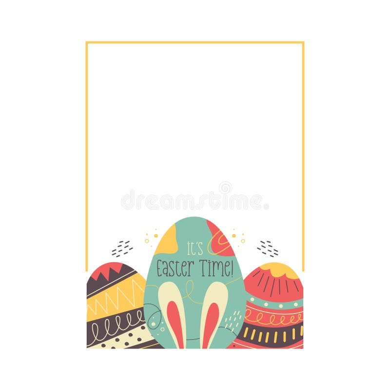 Easter Egg Rectangle Frame Design. Easter Holiday Egg Hunt Border in ...