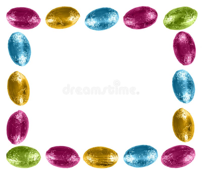 Easter Egg Rectangle, Frame, Isolated on White. Bright Colourful ...