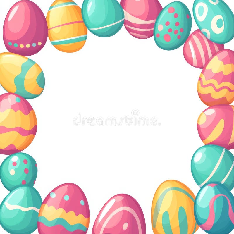 Easter Egg Rectangular Frame Design. Colorful Flat Brown and Yellow ...