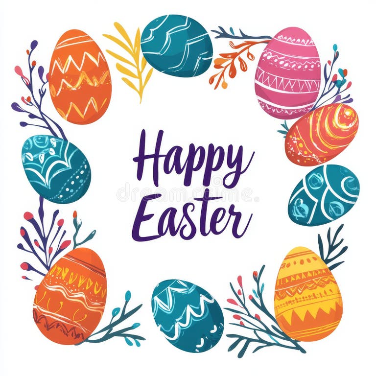 Easter Egg Rectangular Frame Design. Colorful Flat-style Border for an ...