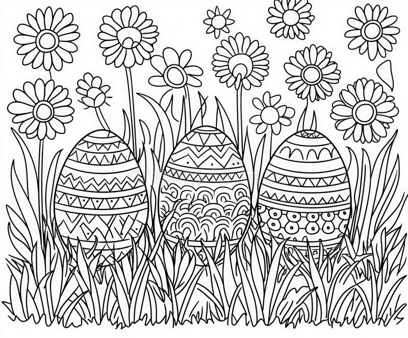 An Easter Egg Rolling Competition, Coloring Page for Kids, Simple ...