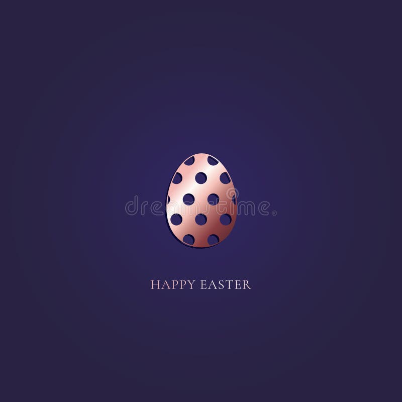 Easter Egg in Rose Gold Color on a Dark Blue Background. Easter Card ...