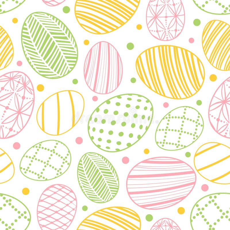 Easter Egg Seamless Pattern. Vector Doodle Texture of Holiday Eggs. Easter Illustration Stock ...