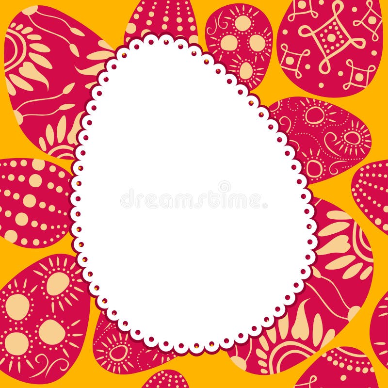 Easter Egg-shaped Frame with Painted Eggs Stock Vector - Illustration of festivity, orange: 53164721