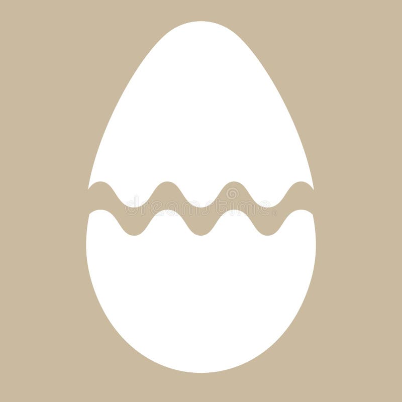 Easter Egg, Shell Outline, White Flat Icon Stock Vector - Illustration ...