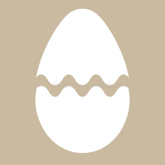 Easter Egg, Shell Outline, White Flat Icon Stock Vector - Illustration ...
