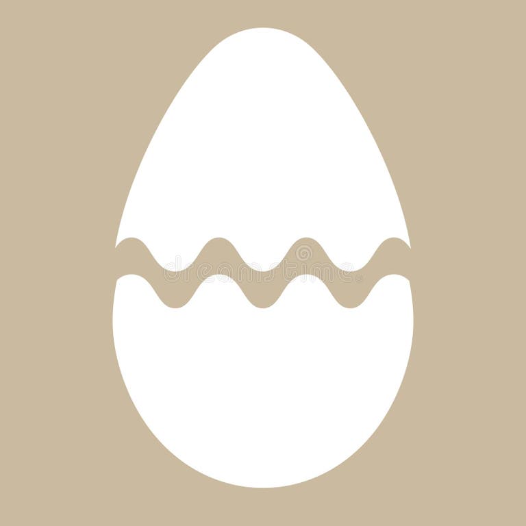 Easter Egg, Shell Outline, White Flat Icon Stock Vector - Illustration of ingredient, template ...