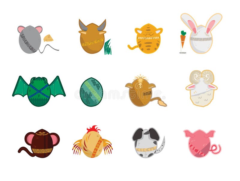 Easter Egg with Shio Symbol in Flat Design Stock Illustration ...