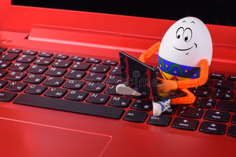 Easter egg key on keyboard stock photo. Image of internet - 51127206