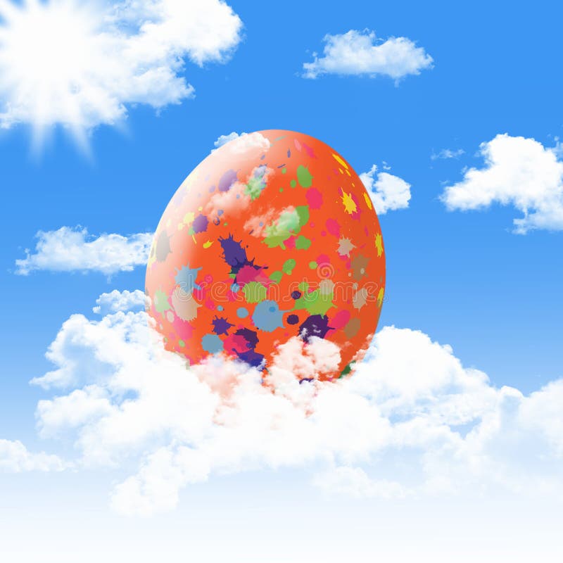 Easter egg on sky stock illustration. Illustration of growth - 18794925