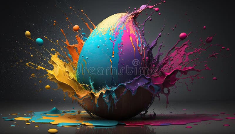 Easter Egg Splash of Colors. Stock Illustration - Illustration of spill ...