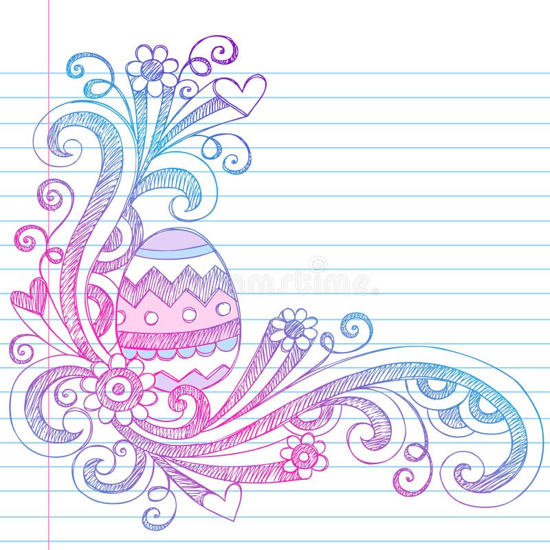 Easter Spring Notebook Doodles Vector Set Stock Vector - Illustration ...