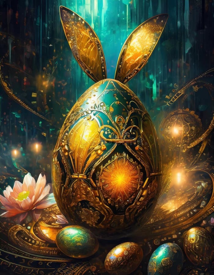 Easter Egg in Steampunk Style with Bunny Ears Stock Illustration ...
