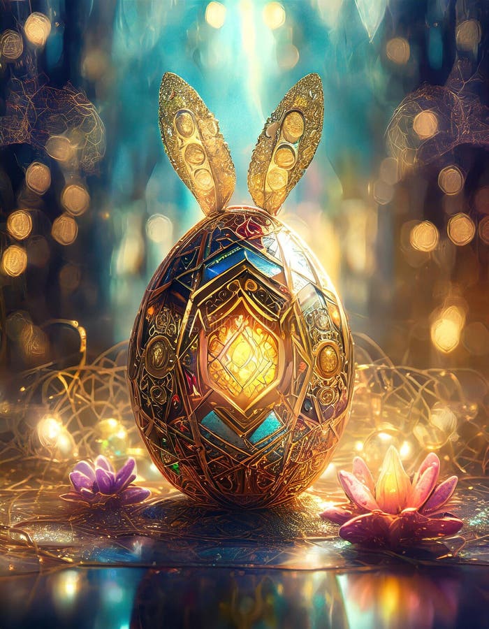 Easter Egg in Steampunk Style with Bunny Ears Stock Illustration ...