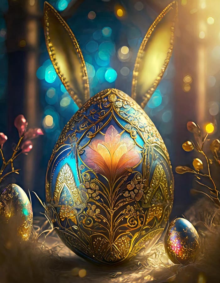 Easter Egg in Steampunk Style with Bunny Ears Stock Illustration ...