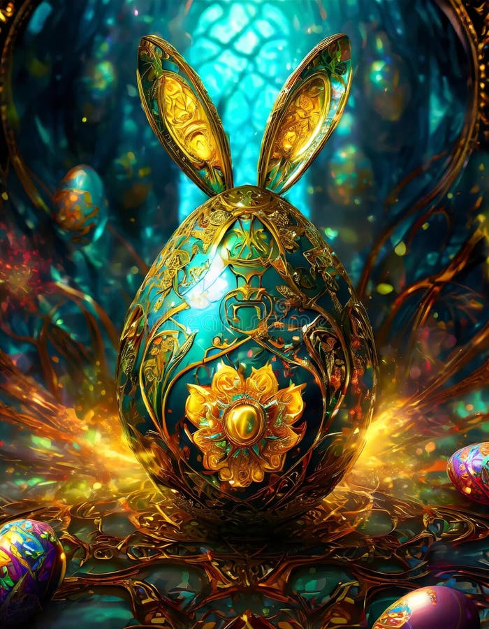 Easter Egg in Steampunk Style with Bunny Ears Stock Illustration ...