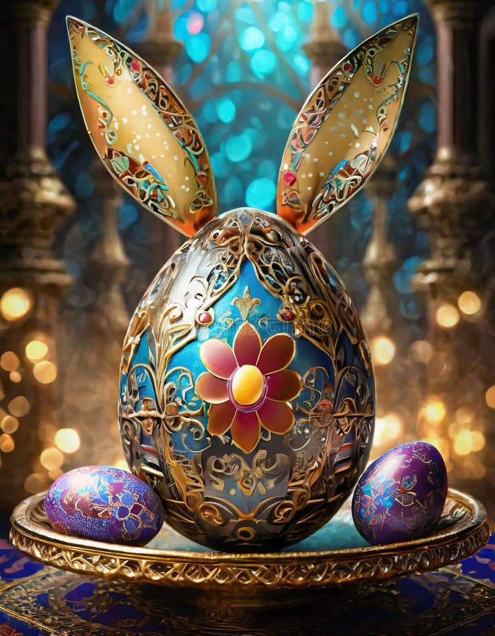 Easter Egg in Steampunk Style with Bunny Ears Stock Illustration ...