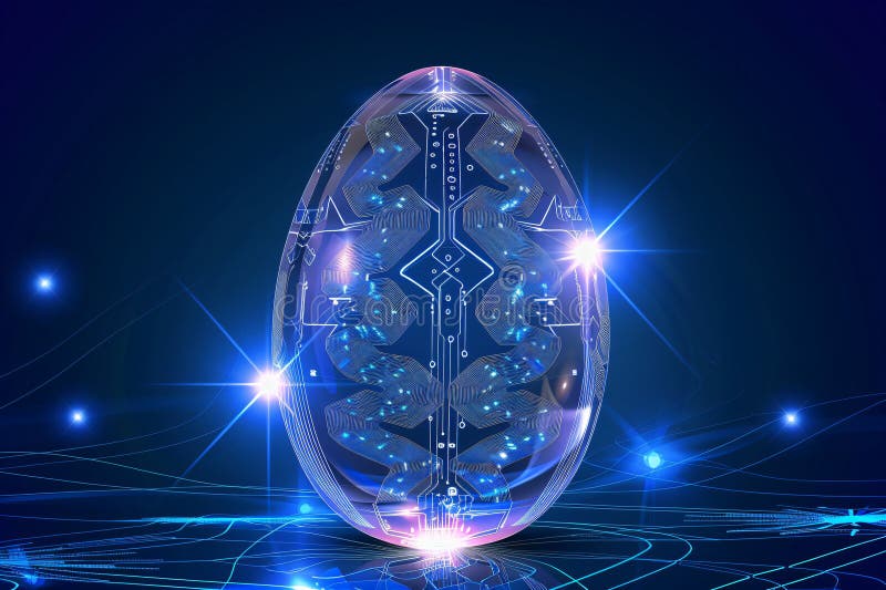 Easter Egg in Tech Futuristic Style. Abstract 3d Neon Glowing Egg with ...
