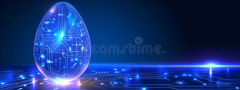 Easter Egg in Tech Futuristic Style. Abstract 3d Neon Glowing Egg with ...