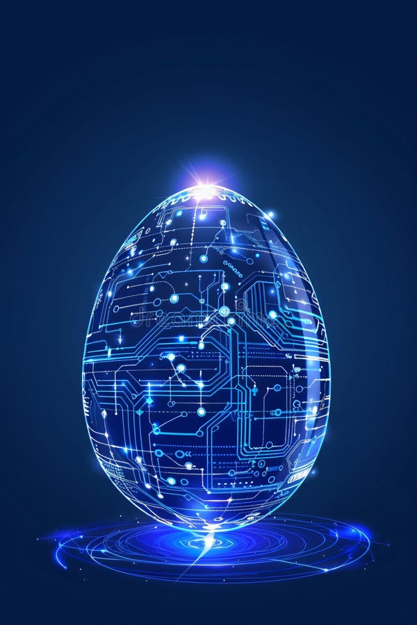 Easter Egg in Tech Futuristic Style. Abstract 3d Neon Glowing Egg with ...