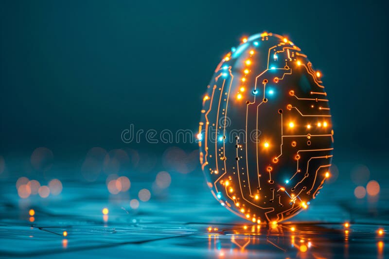Easter Egg in Tech Futuristic Style. Abstract 3d Neon Glowing Egg with ...