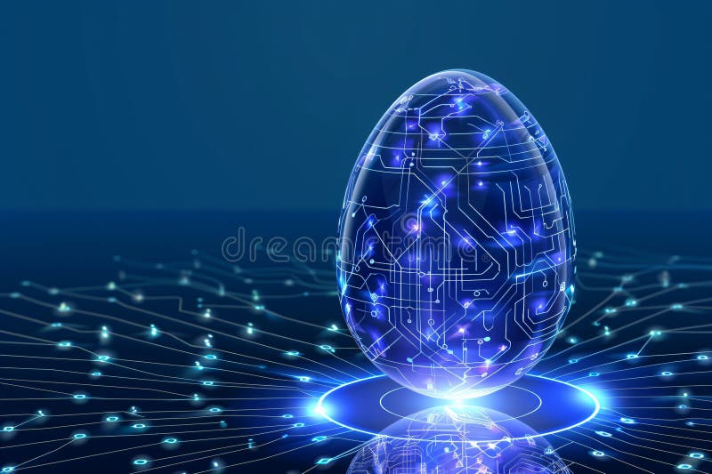 Easter Egg in Tech Futuristic Style. Abstract 3d Neon Glowing Egg with ...