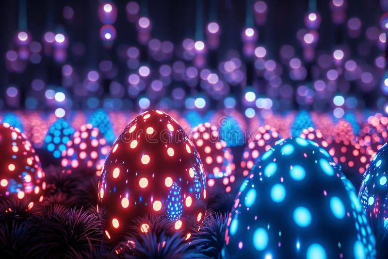 Easter Egg in Tech Futuristic Style. Abstract 3d Neon Glowing Egg with ...
