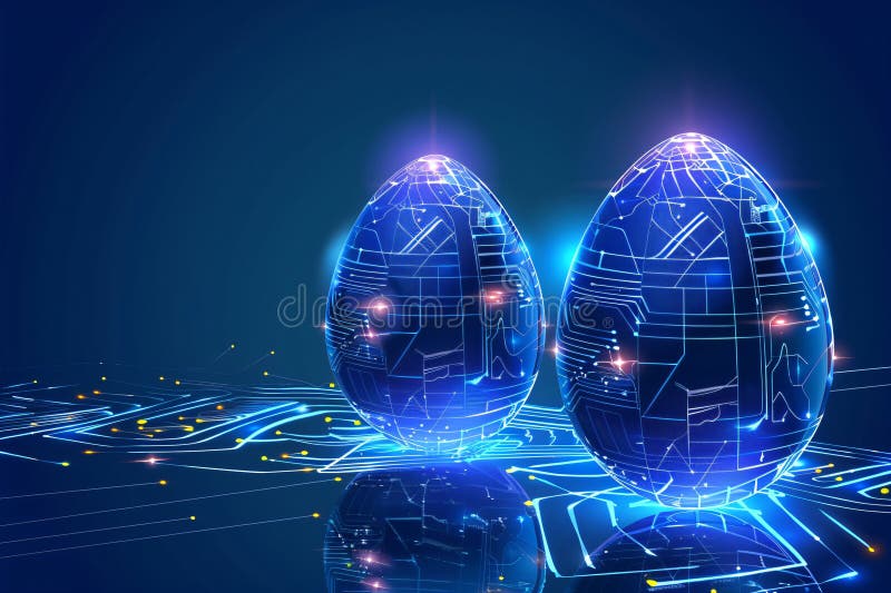 Easter Egg in Tech Futuristic Style. Abstract 3d Neon Glowing Egg with ...